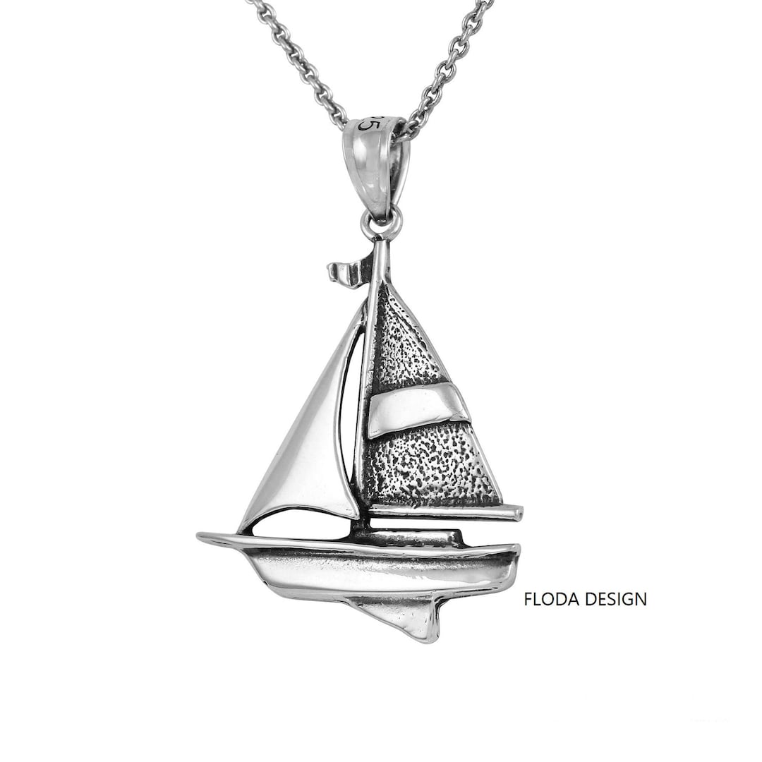 Sailboat Necklace in Sterling Silver, Nautical Jewelry FD-20-7 - Etsy