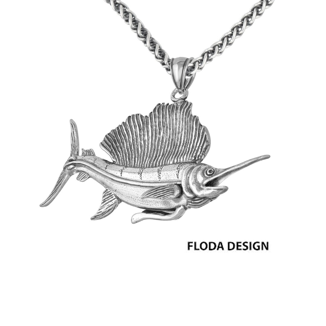 Sailfish 3D Pendant Necklace in Sterling Silver, Fish Jewelry FD-1-3 ...
