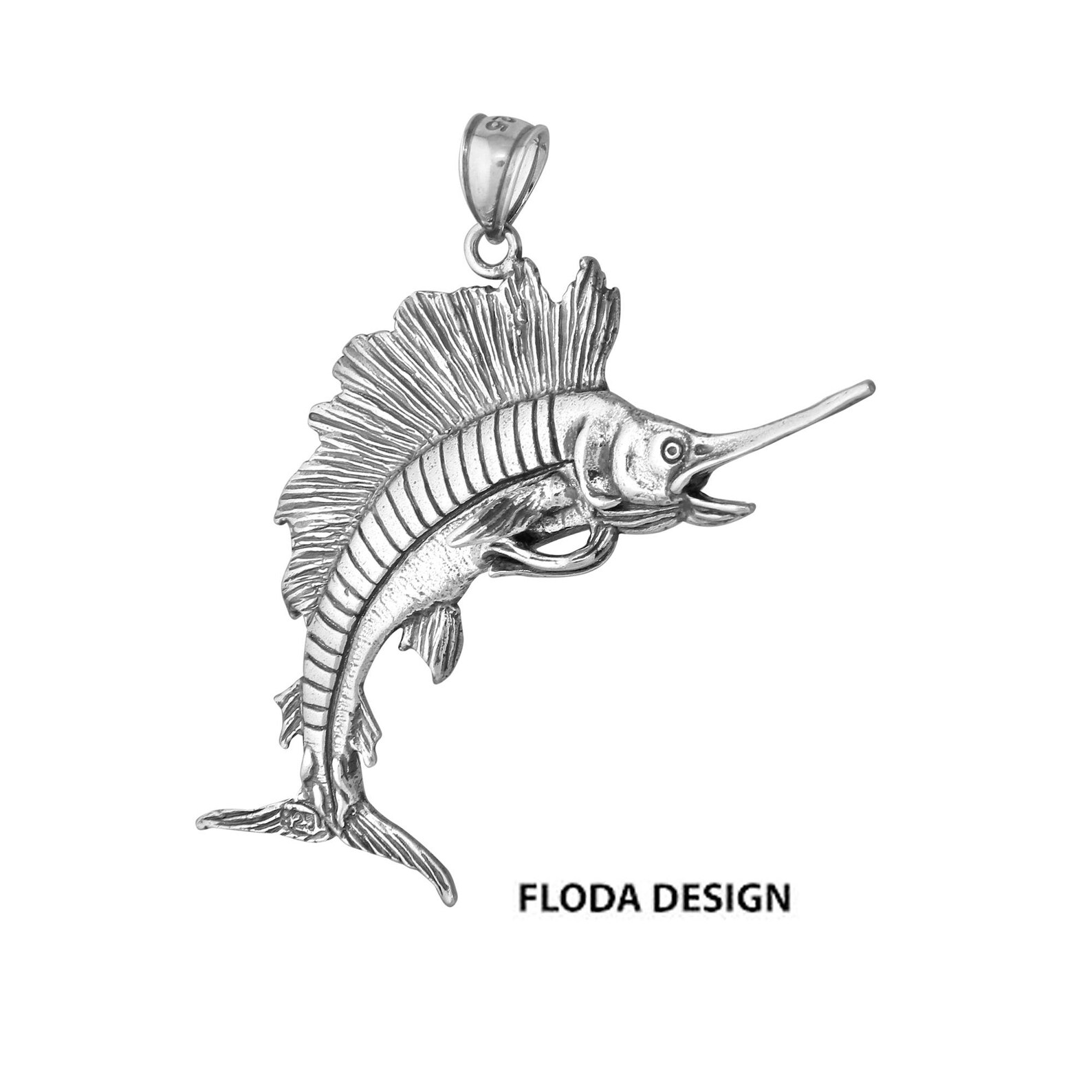 Sailfish 3D Pendant Necklace in Sterling Silver, Nautical Jewelry FD-1 ...