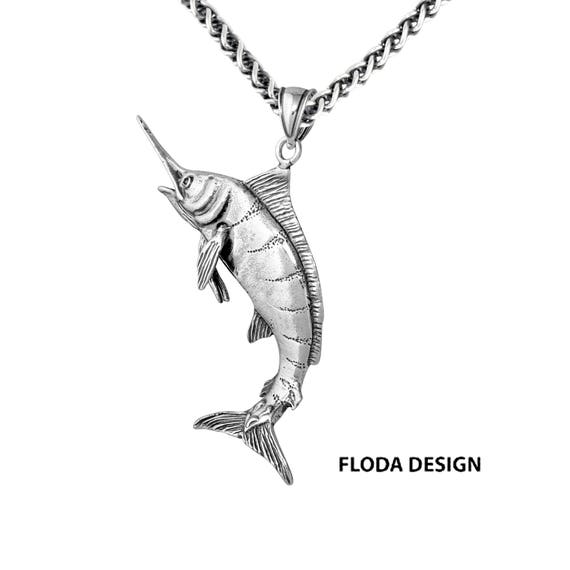 Blue Marlin 3D Pendant Necklace in Sterling Silver Fish - Etsy