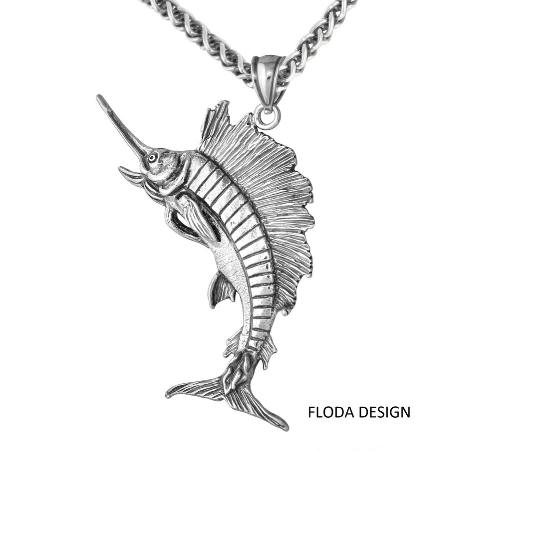 Sailfish 3D Pendant Necklace in Sterling Silver, Nautical Jewelry FD-1 ...