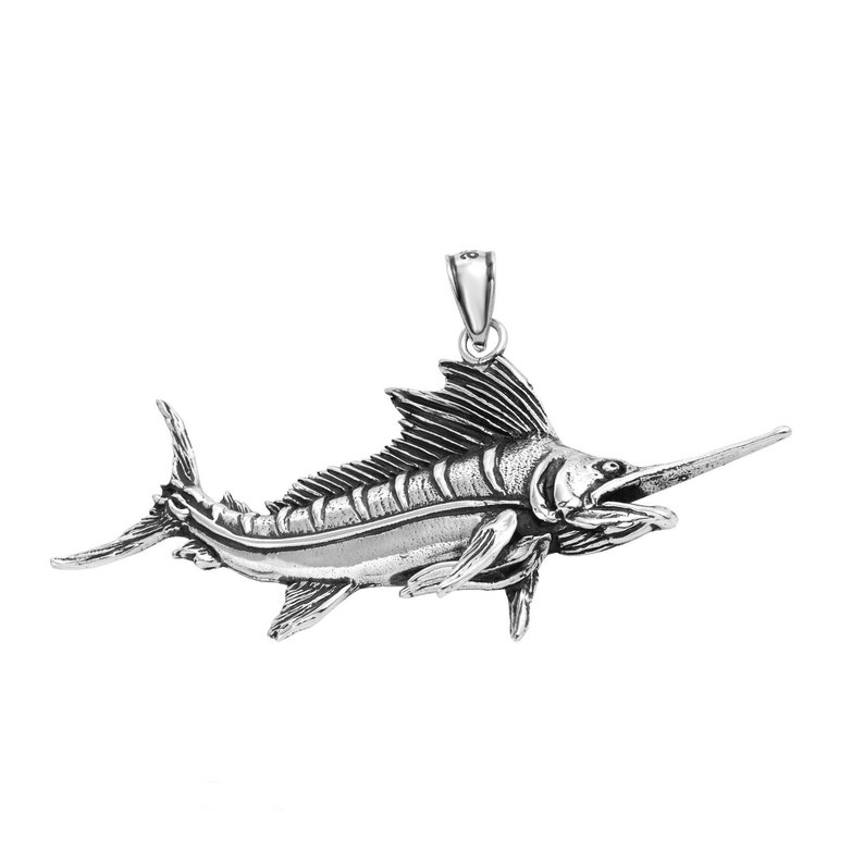 Blue Marlin Fish Pendant in Sterling Silver, Fish Jewelry, Blue Marlin ...