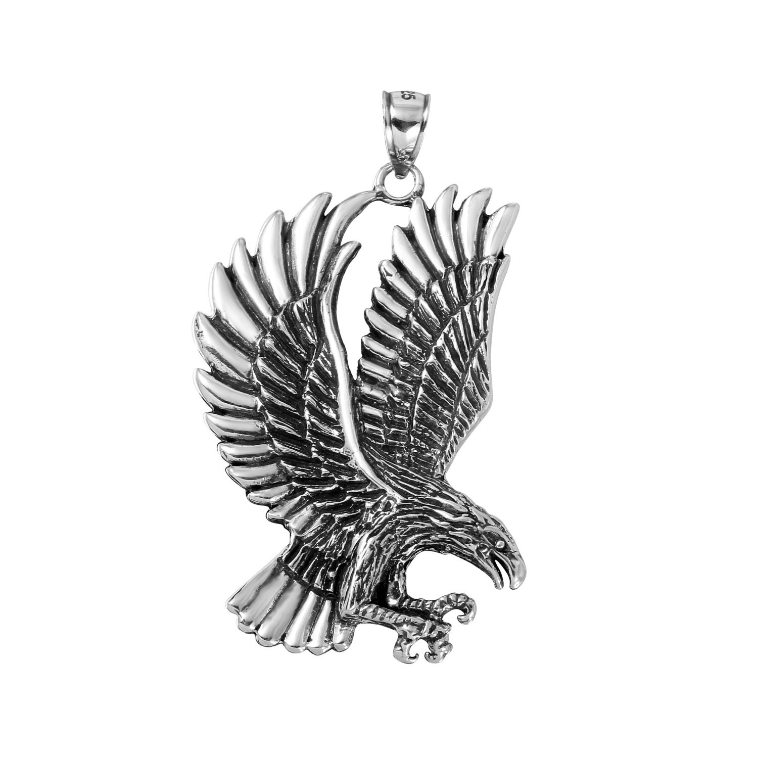 Flying Eagle Pendant in Sterling Silver Eagle Jewelry - Etsy