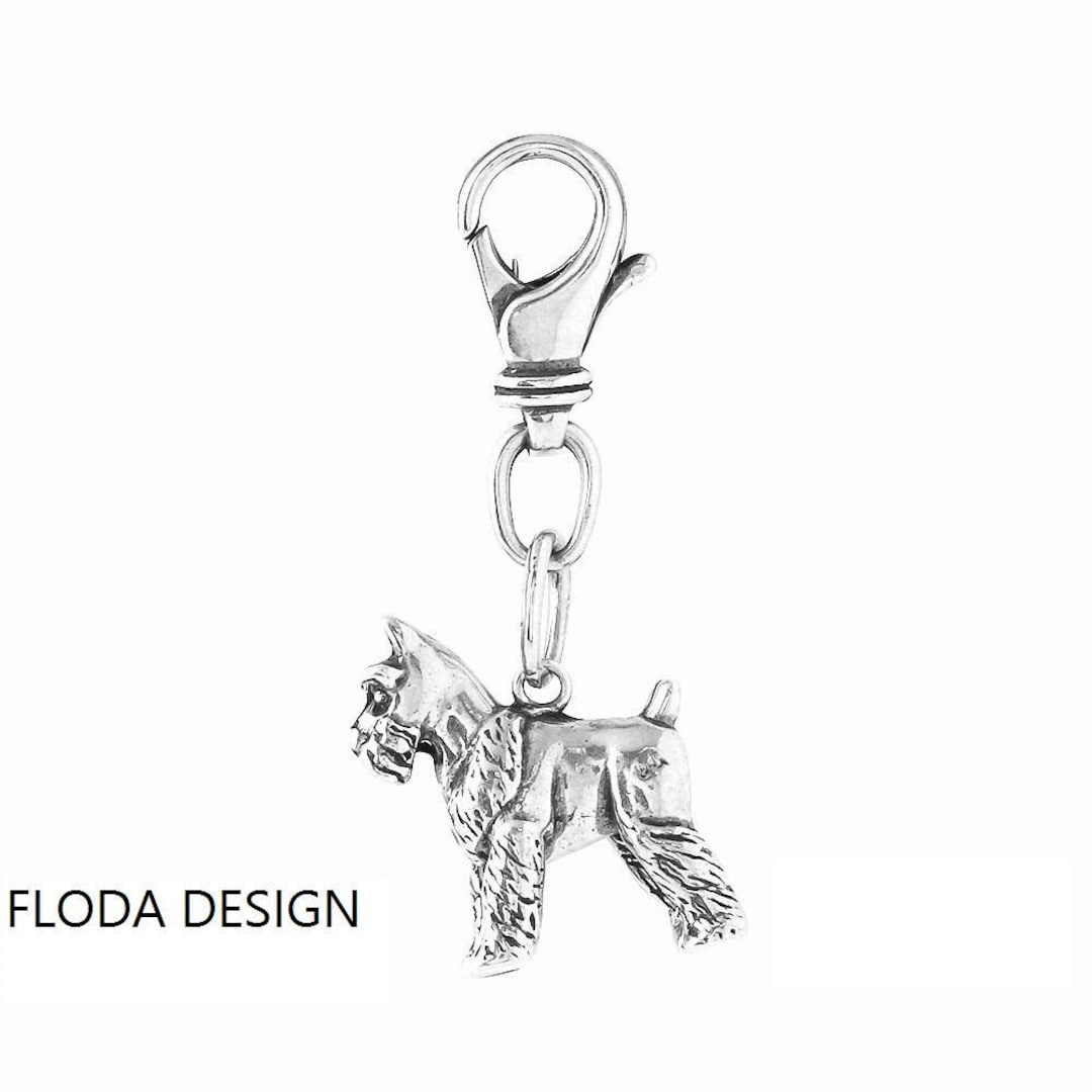 MINIATURE SCHNAUZER 3D Dog Key Chain in Sterling Silver, Dog Jewelry ...