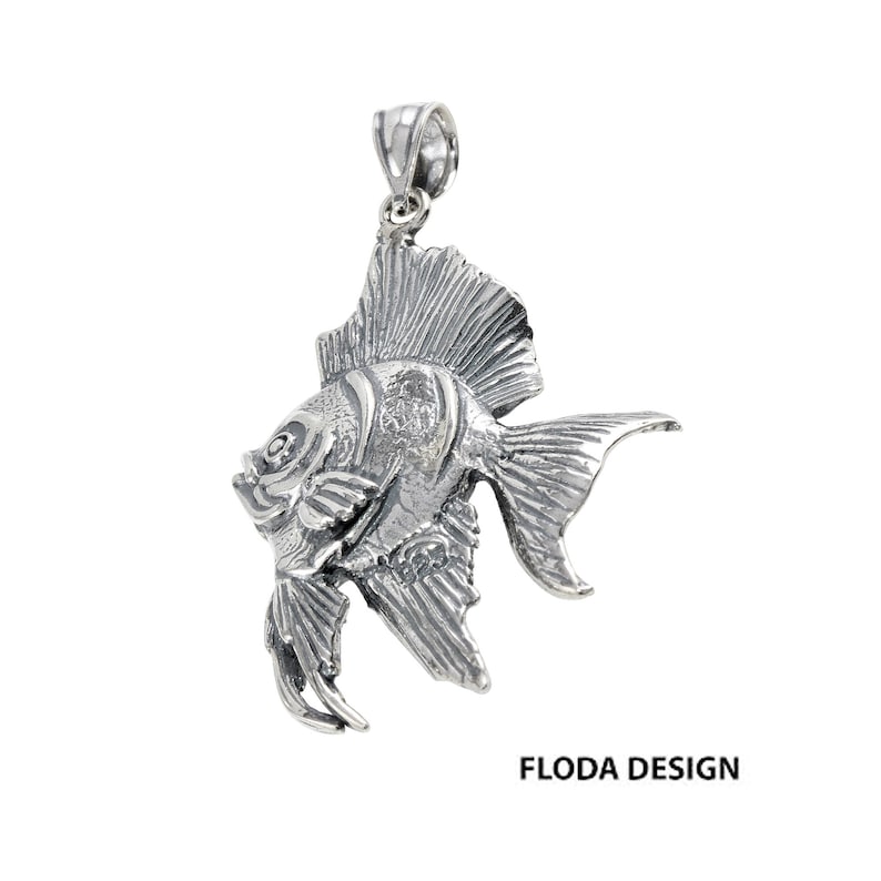 Angelfish 3D Pendant Necklace in Sterling Silver Fish Jewelry - Etsy