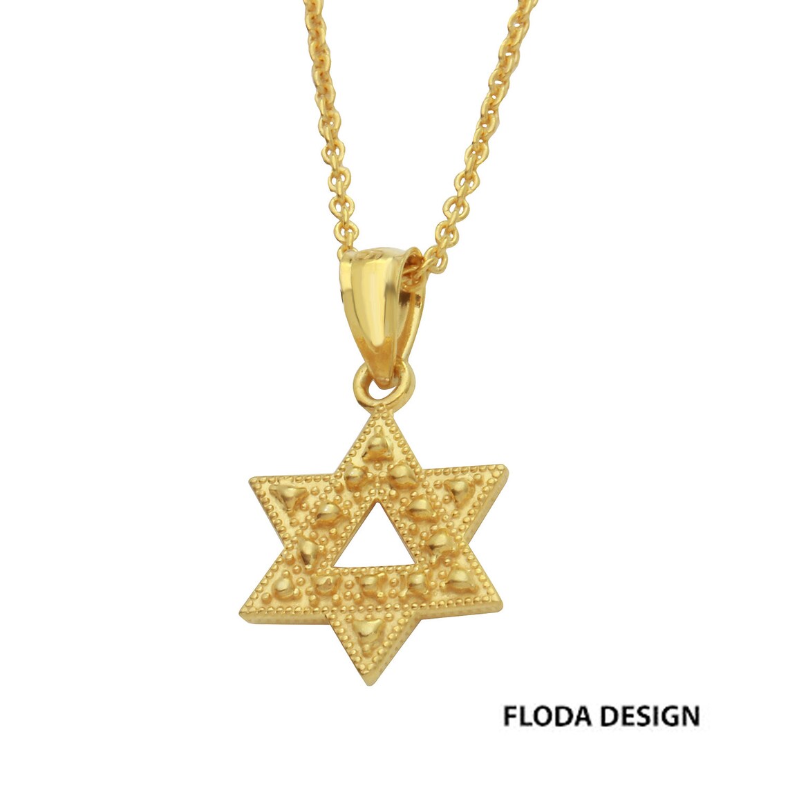 Star of David Necklace in Sterling Silver ( 18k Yellow Gold Plating ...