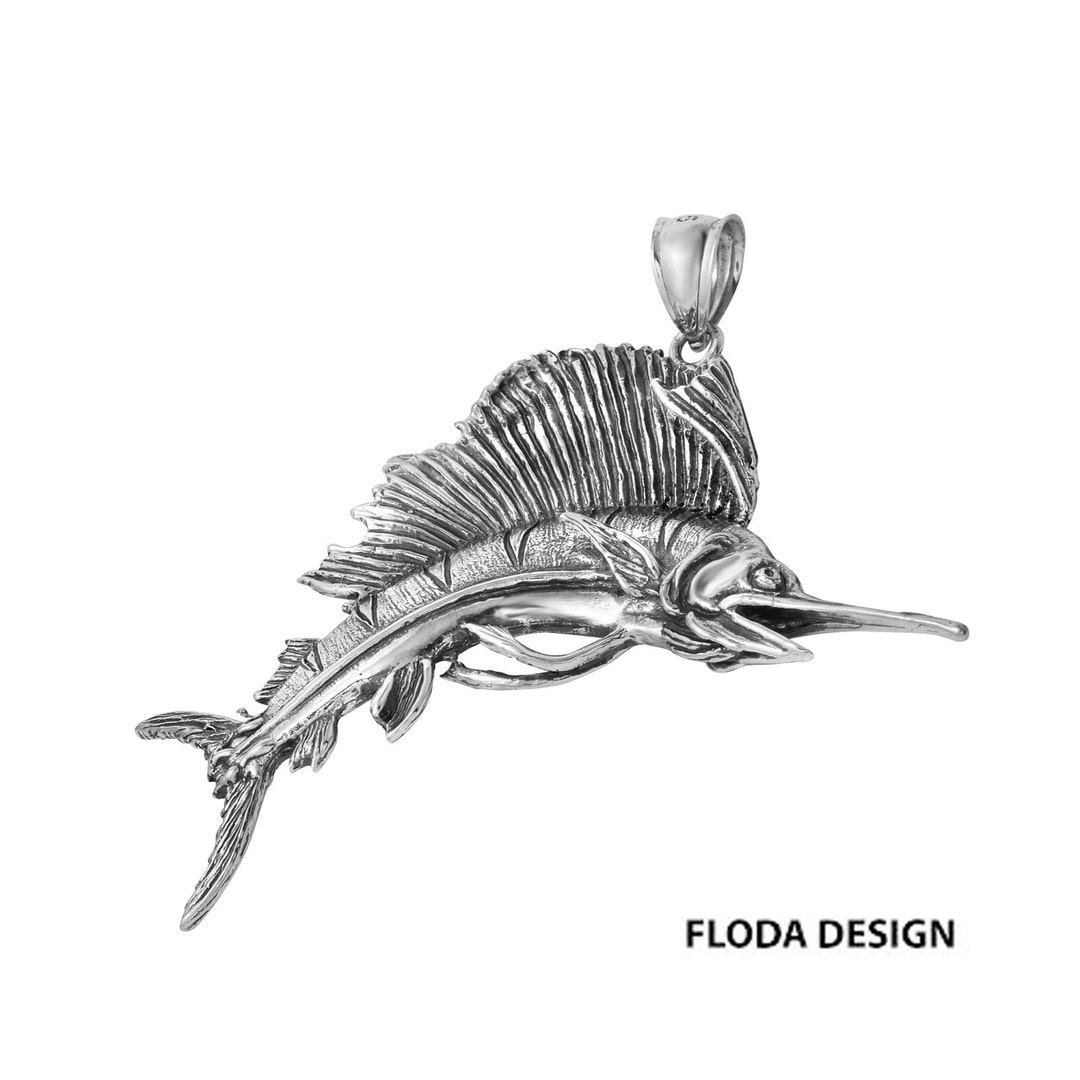 Sailfish 3D Pendant in Sterling Silver, Fish Jewelry, Sailfish Jewelry ...