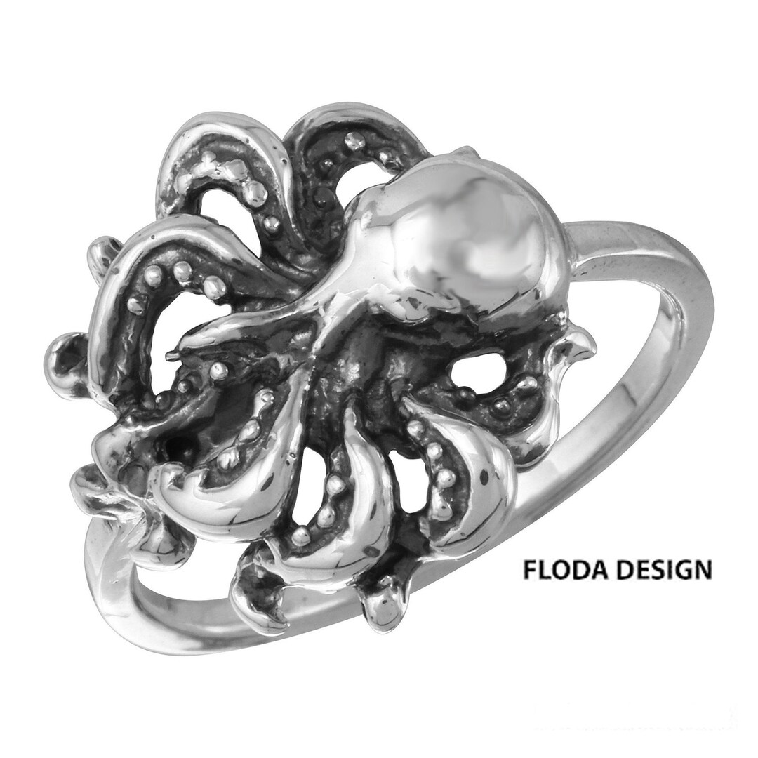Octopus Ring in Sterling Silver, Octopus Jewelry, Nautical Jewelry FD ...