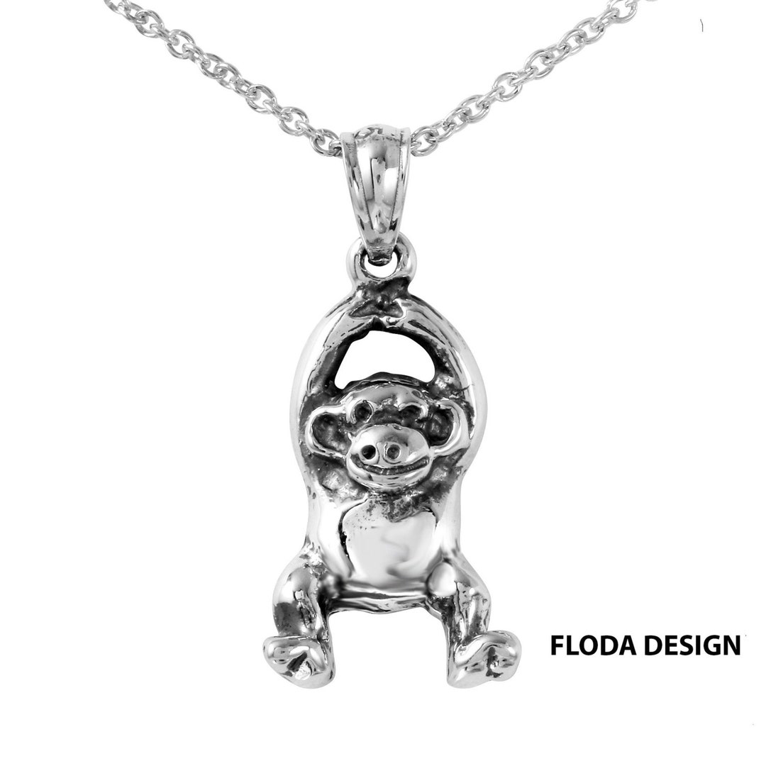 Monkey Necklace in Sterling Silver, Animal Jewelry, Monkey Jewelry ...