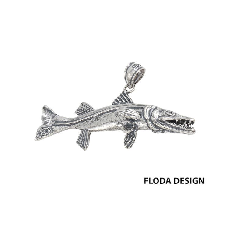 Great Barracuda 3D Fish Pendant Necklace in Sterling Silver FD-4-4 - Etsy