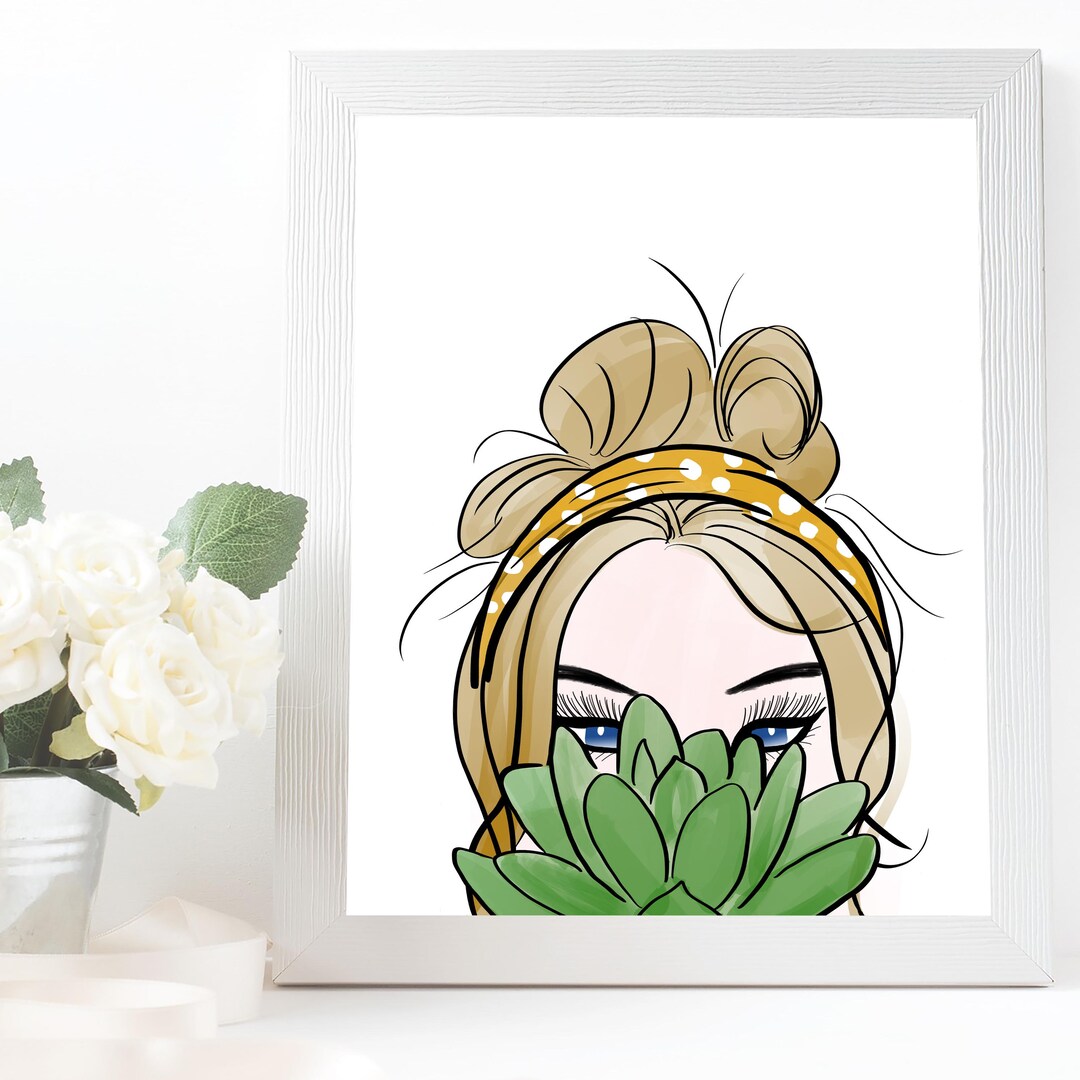 Plant Lady Art, Plant Lady, Plant Lady Gift, Succulent Girl Room Decor ...