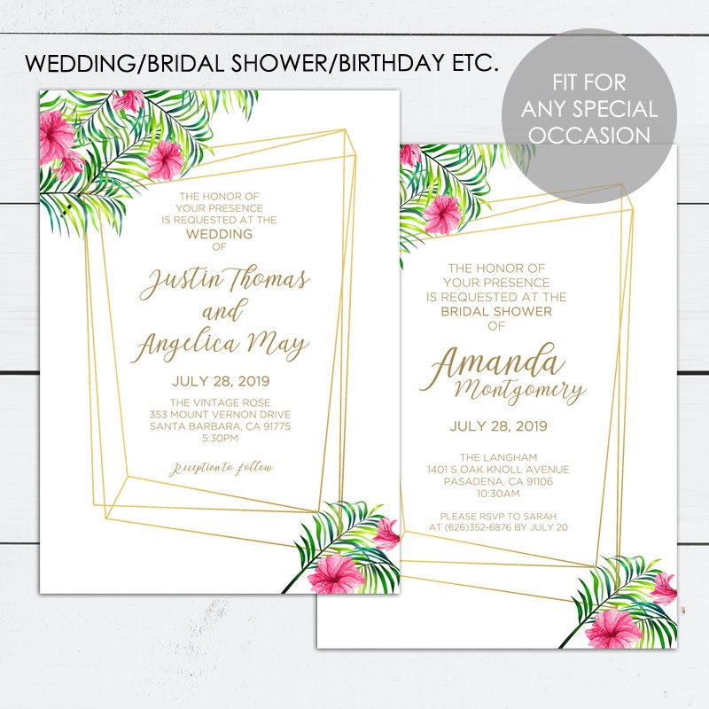Tropical Invitations Tropical Wedding Invitation Tropical | Etsy