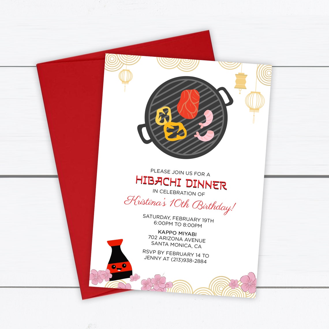 Hibachi Invitation, Hibachi Birthday Invite, Hibachi Party, Birthday ...