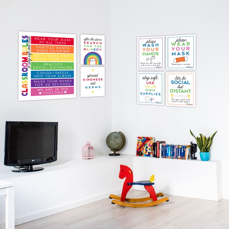 School Signs for Covid Health Safety, Health Safety Signs, Classroom ...