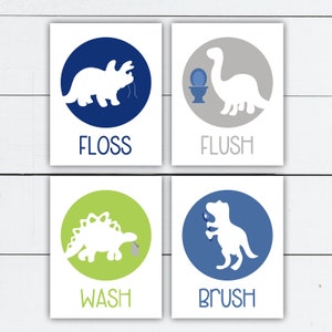Kids Bathroom Art, Kids Bathroom Prints, Dinosaur Bathroom Art, Kids ...