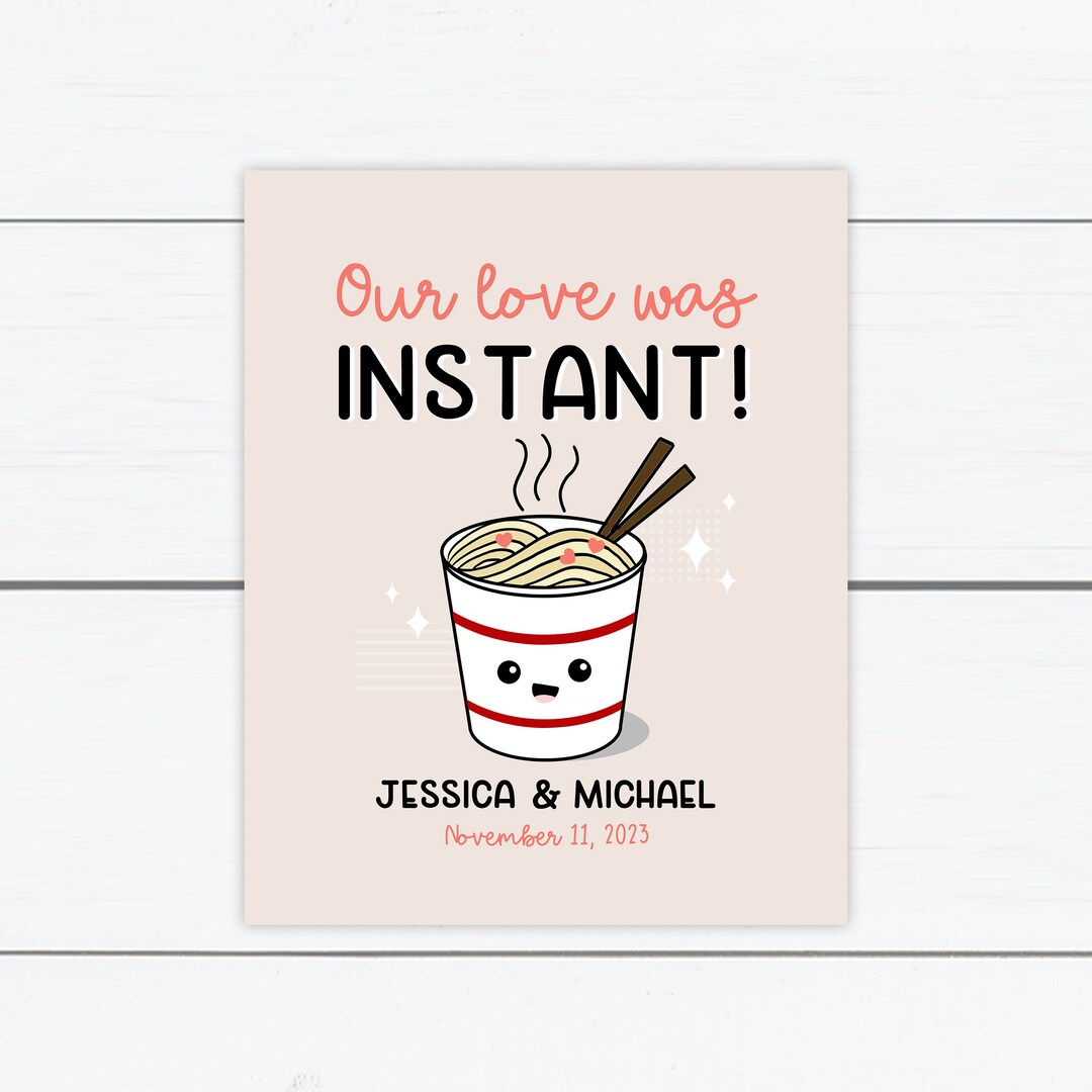 Noodle Print, Noodle Poster, Custom Noodle Print, Our Love Was Instant ...