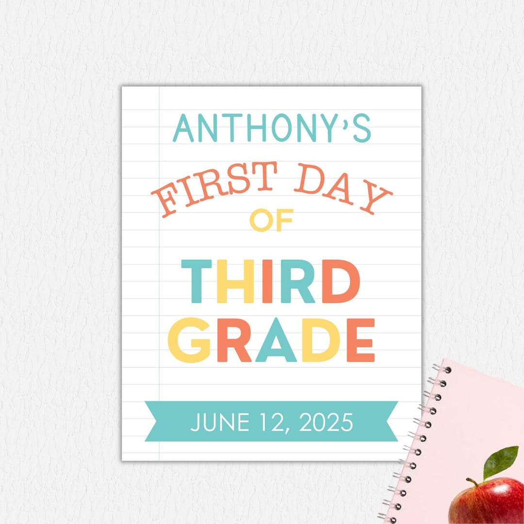Notebook Style First Day of School Sign, Last Day of School Sign, Canva ...