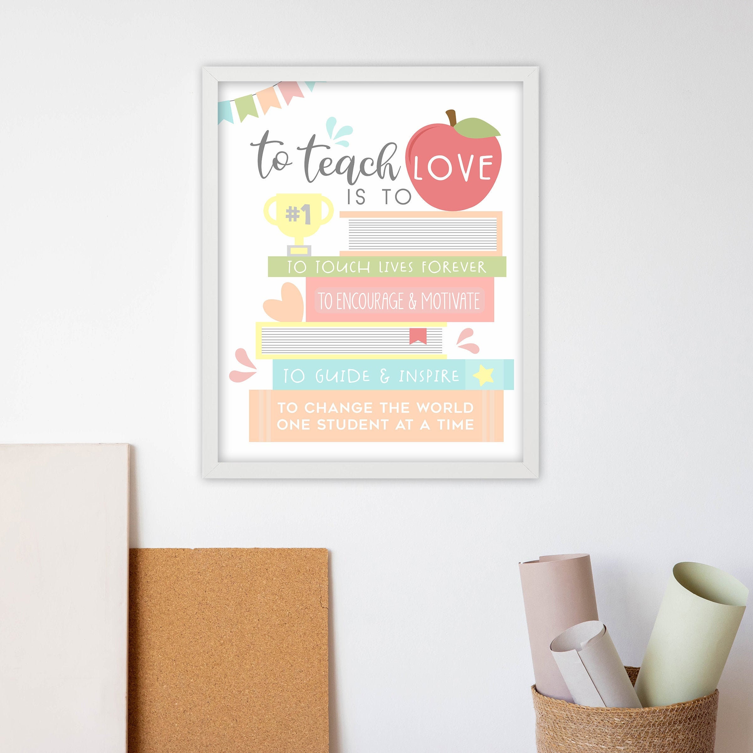 Teacher Art Print Teacher Art Teacher Appreciation Books | Etsy