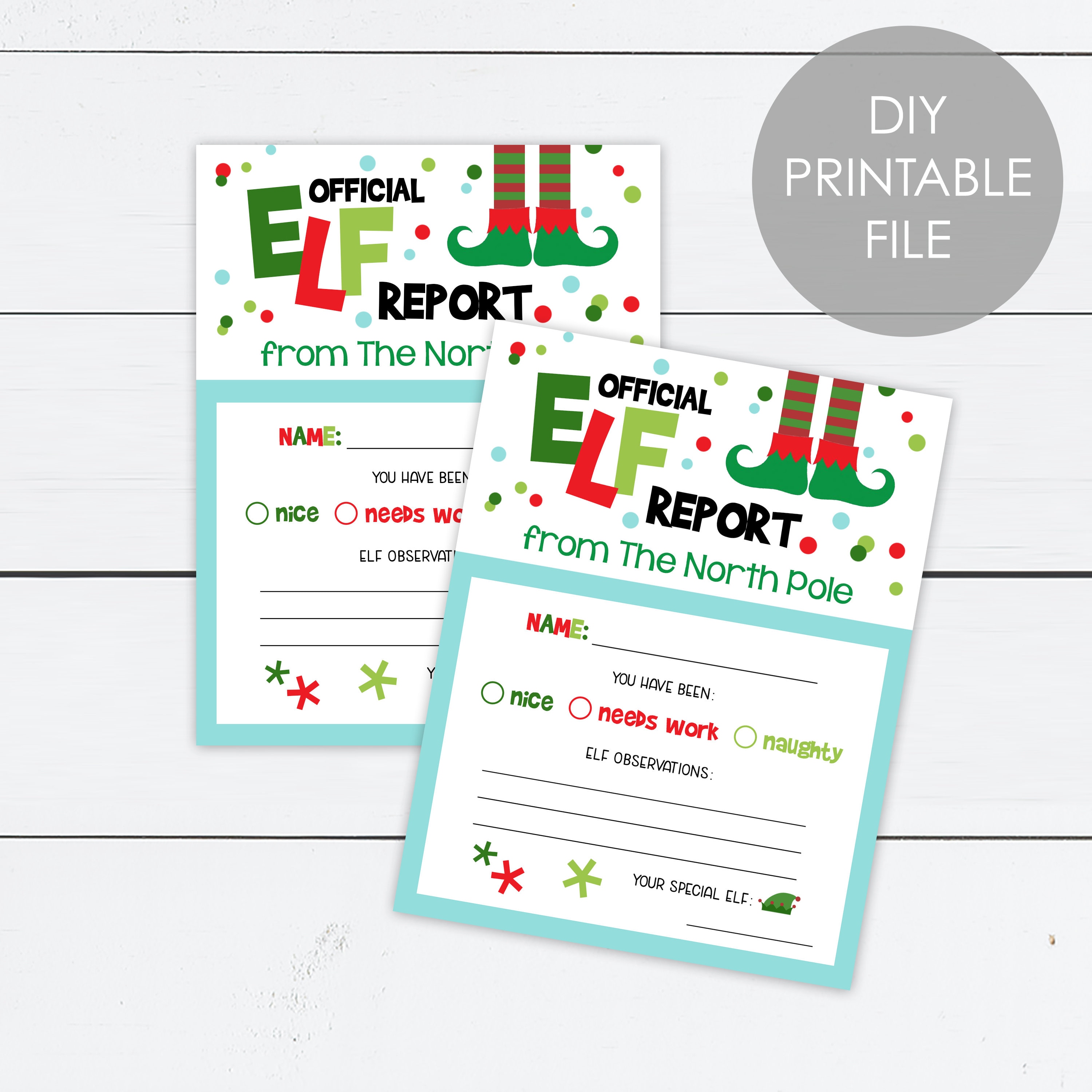 Elf Report Elf Report Card Printable Elf Report Naughty or | Etsy