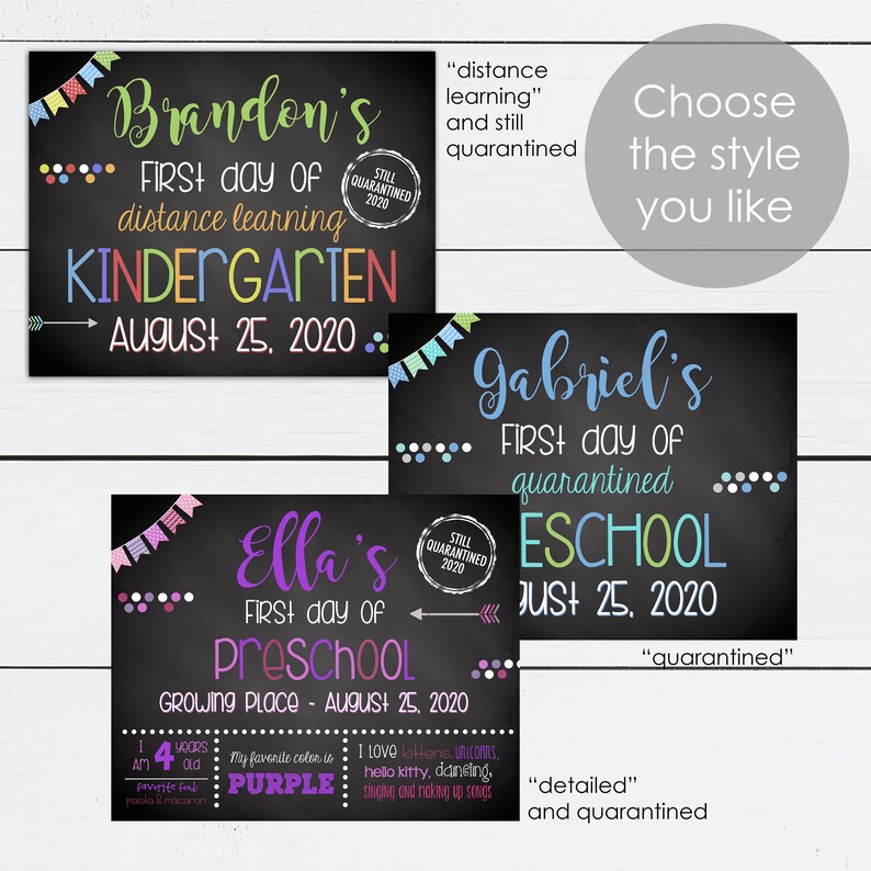 First Day of School Sign Quarantine, First Day of School Sign, First ...