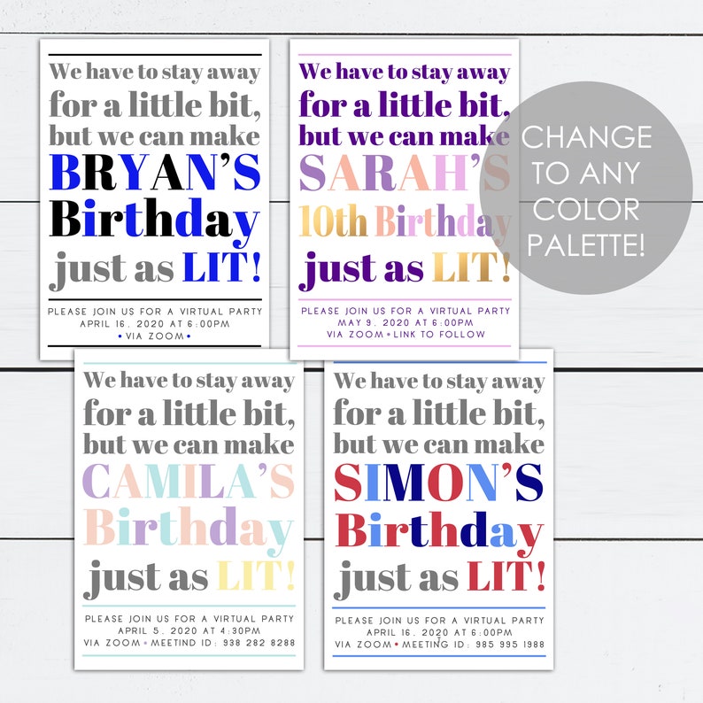 Virtual Invitation Virtual Birthday Invitation Virtual Party | Etsy