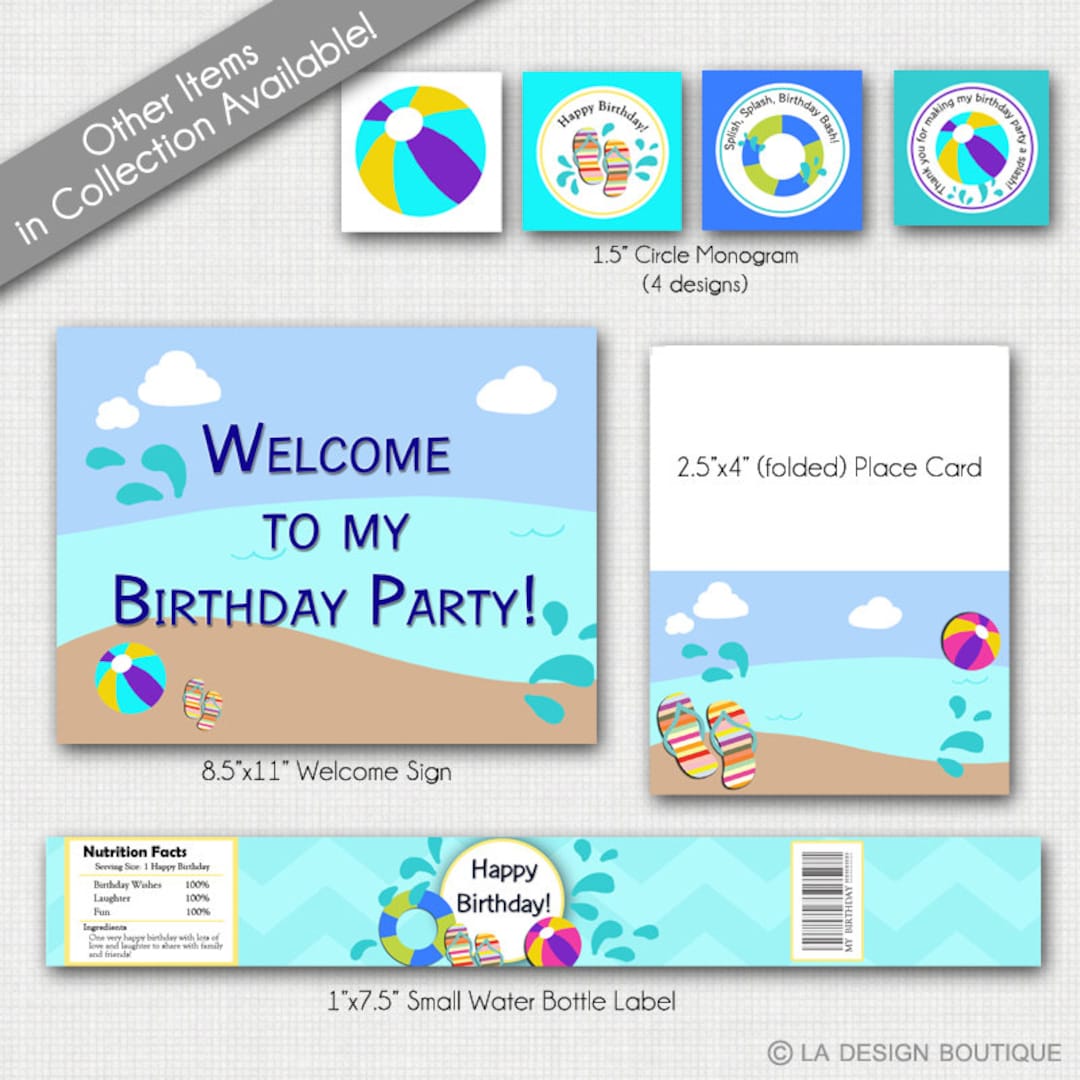 Beach Party Printable, Beach Party Invitation, Beach Party Signs, Beach ...