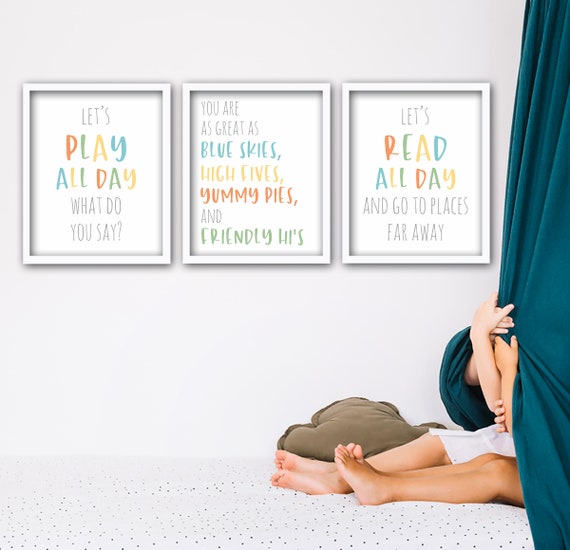 Read Play Sign, Let's Read, Let's Play, Set of 3 Playroom Decor ...