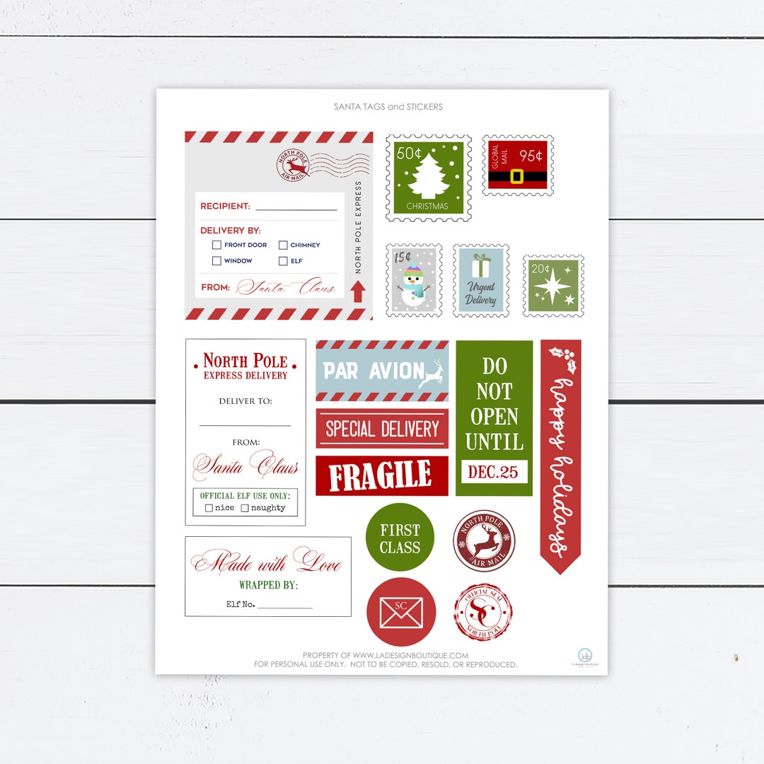 Santa Stickers, Santa Gift Stickers, Christmas Stickers, Santa Gift Tag ...