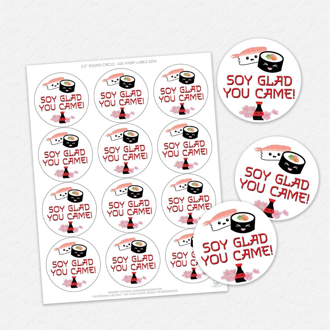 Sushi Round Labels - Instant Digital Download - Etsy