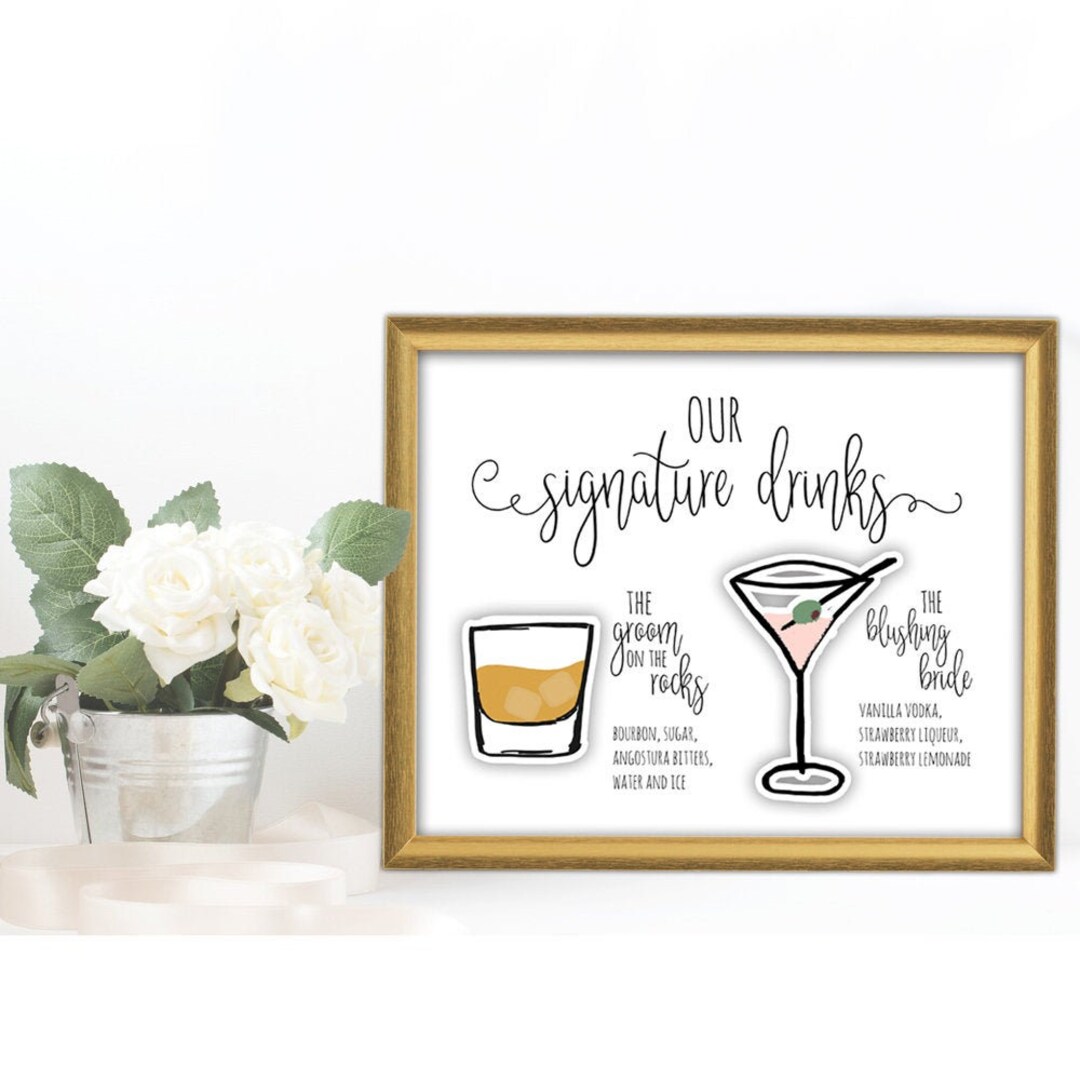 Drink Sign, Drink Sign Printable, Signature Drink Sign, His Hers Drinks ...