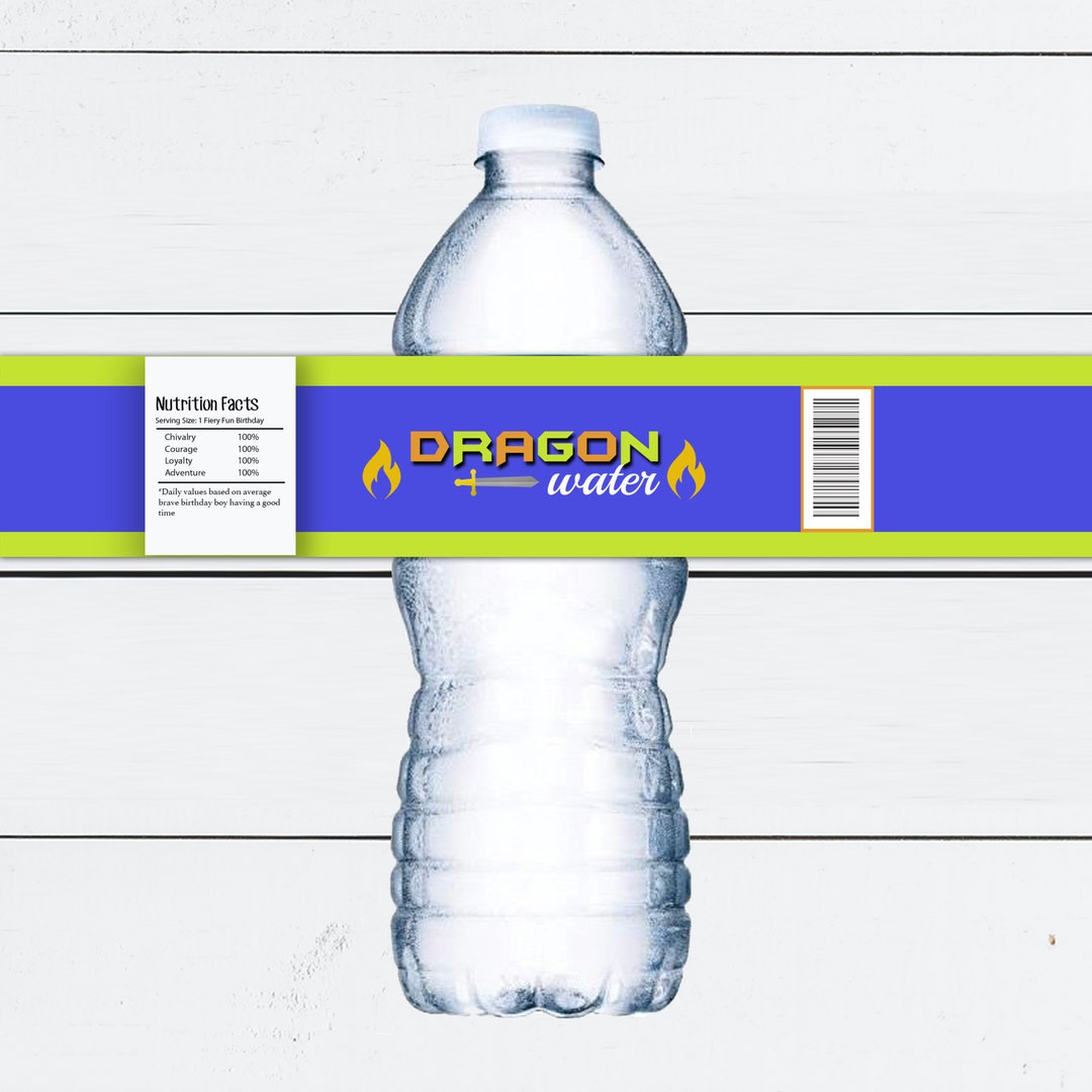 Dragon Party, Dragon Water Bottle, Dragon Birthday Party, Medieval ...