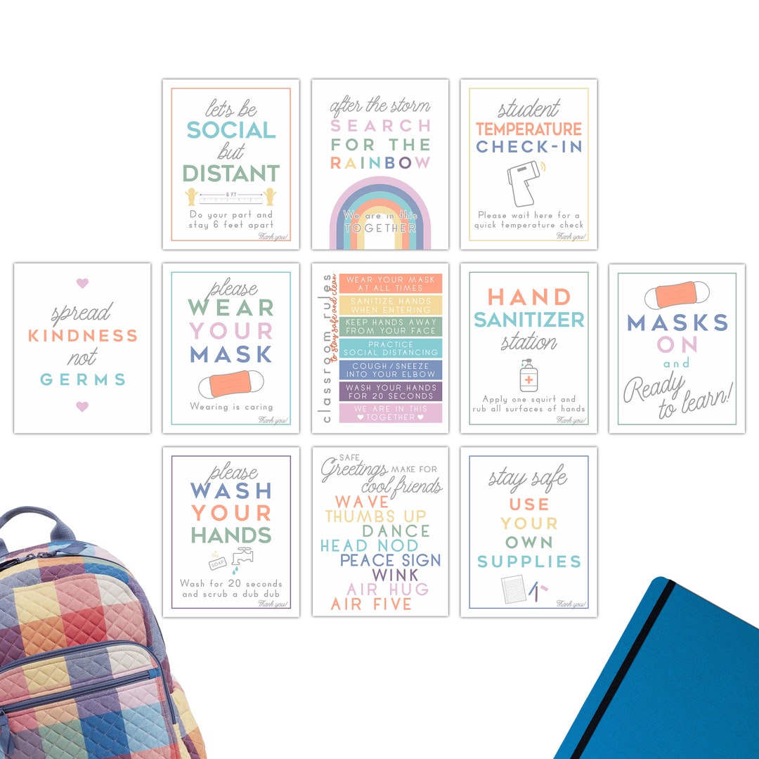 Classroom Signs, COVID Signs, School Health Safety, Wear a Mask, Social ...