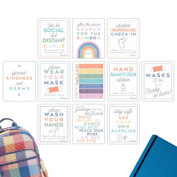 Classroom Signs, COVID Signs, School Health Safety, Wear a Mask, Social ...