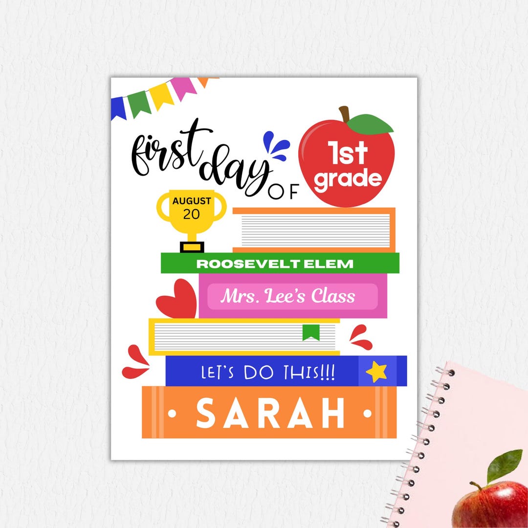 First and Last Day of School Sign With Books - Canva Template Bundle - Etsy