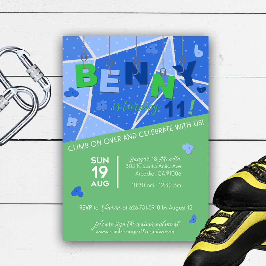 Rock Climbing, Rock Climbing Party, Rock Climbing Party Invitation ...