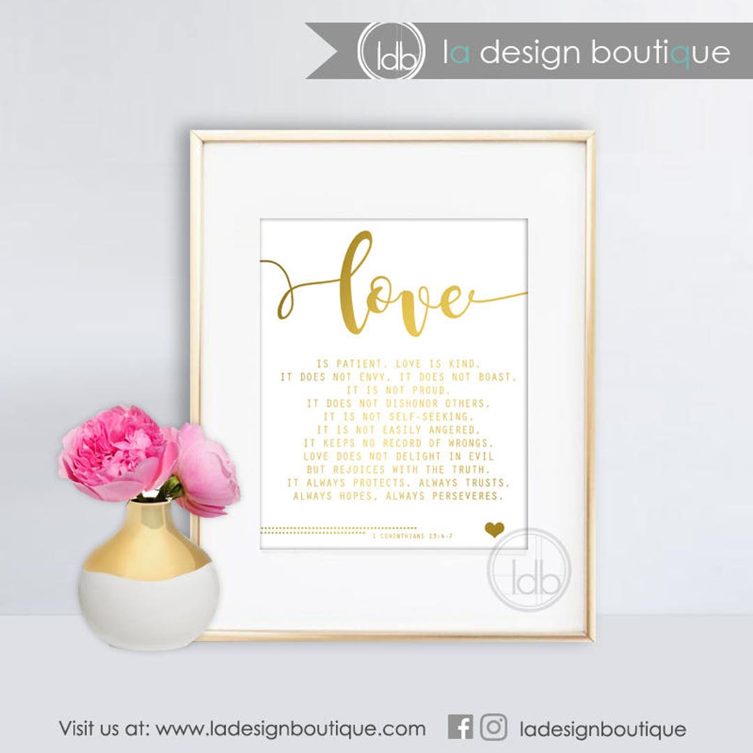 Gold Love Sign, Love Sign, Love Sign Gold, Gold Wall Decor, Corinthians ...