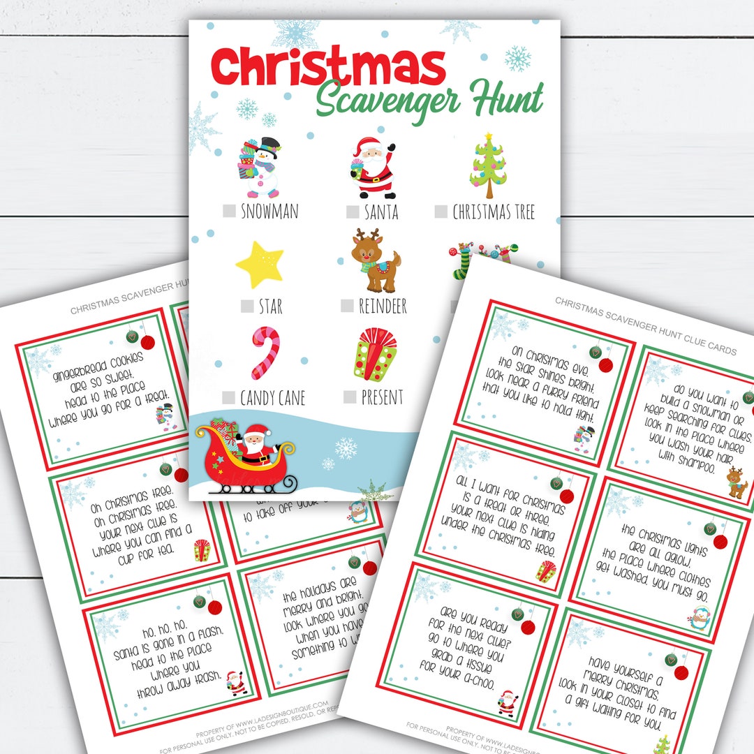 Christmas Scavenger Hunt, Christmas Scavenger Hunt Clues, Christmas ...