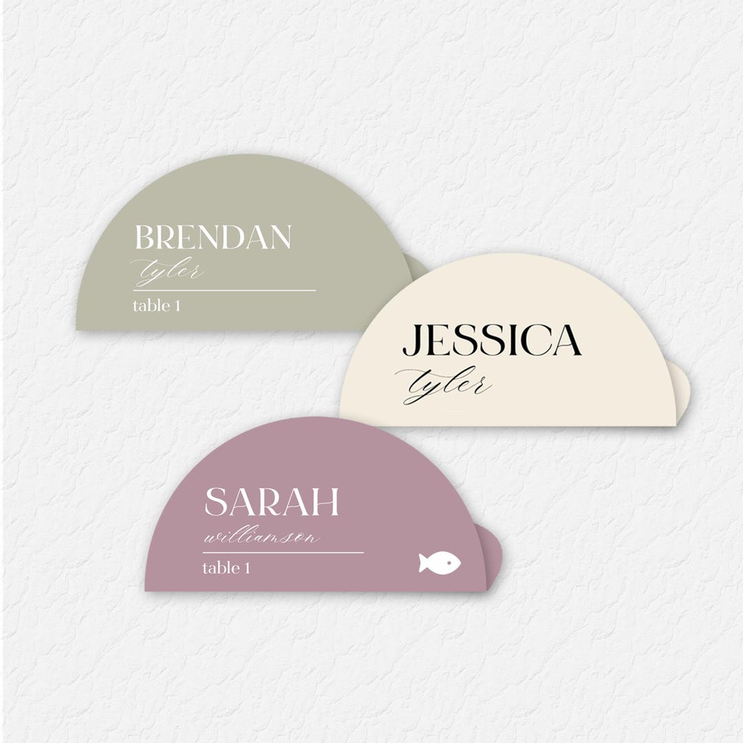 Circle Place Cards, Round Place Cards, Escort Cards, Color-coded Entree ...