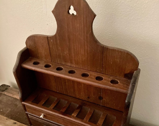 Wooden Tobacco Pipe Stand for 7 Pipes, Vintage Wall Pipe Stand, Wall ...