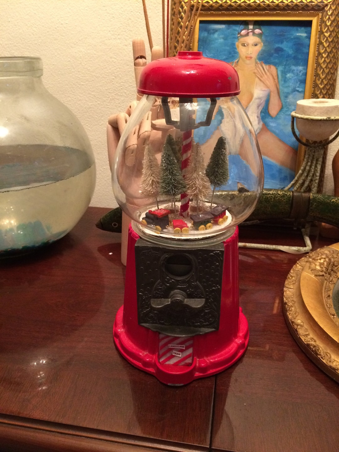 Red Gumball Machine, Gumball Snow Globe the Candycane Train - Etsy