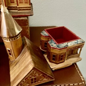 Set of Miniature House Boxes, 9 Miniature Straw Houses, 9 Piece Straw ...