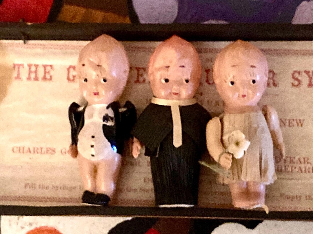 Wedding Kewpie Dolls, Antique Vintage Celluloid and Crepe Paper Bride ...