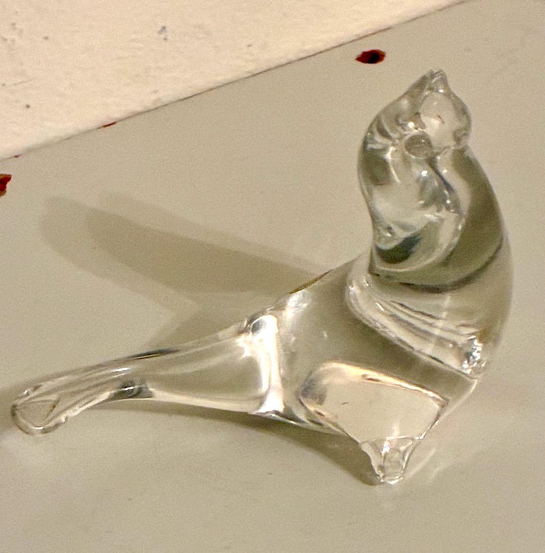 Murano Art Glass Seal Figurine: Italian 24% Lead Crystal, Signed ...