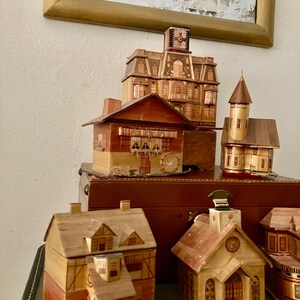 Set of Miniature House Boxes, 9 Miniature Straw Houses, 9 Piece Straw ...