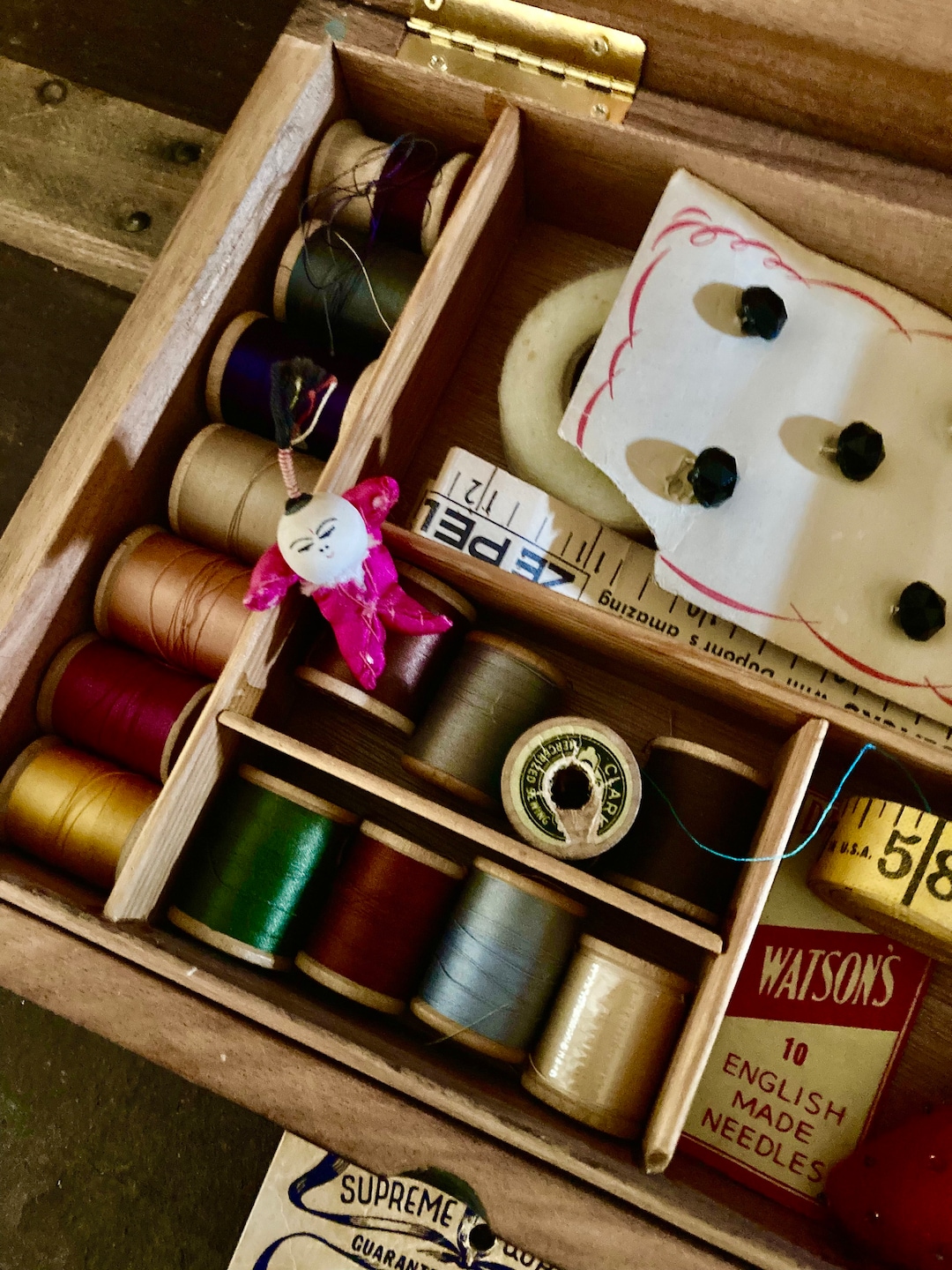 Sewing Shadow Box, Shadow Box of Vintage Sewing Notions, Divided Sewing ...