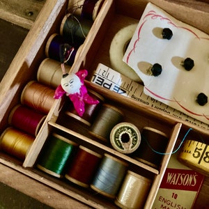 Sewing Shadow Box, Shadow Box of Vintage Sewing Notions, Divided Sewing ...