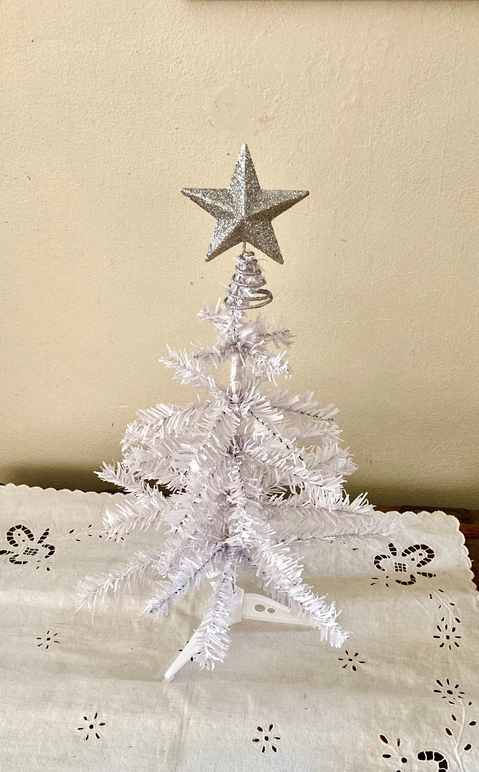 Whitetree With Silver Star White Christmas Tree With Silver Star Table Top Holiday Tree 18 Inch Holiday Tree With Silver Star Etsy