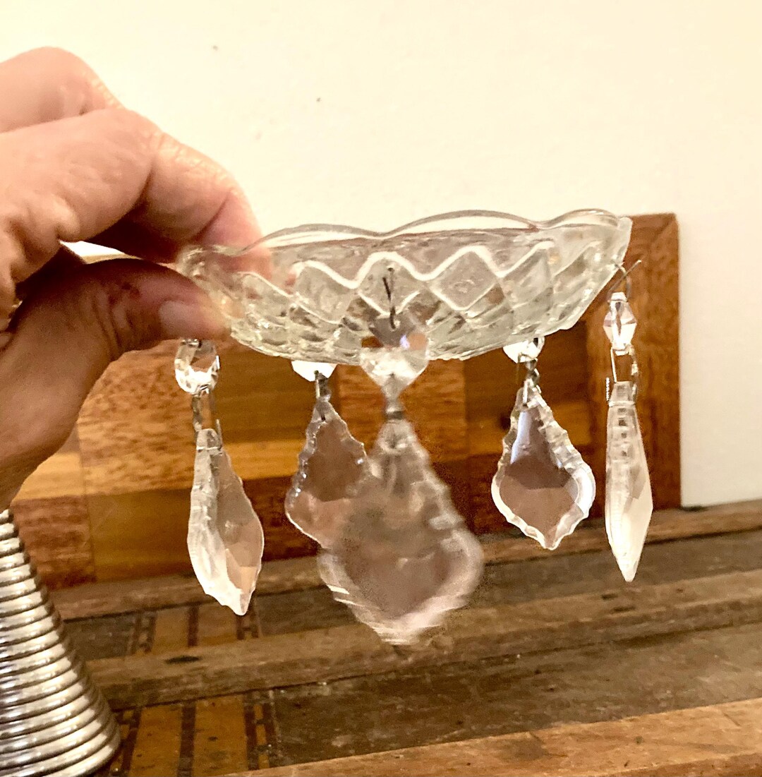 Crystal Chandelier Bobeches With 5 Dangling Crystals, Vintage ...