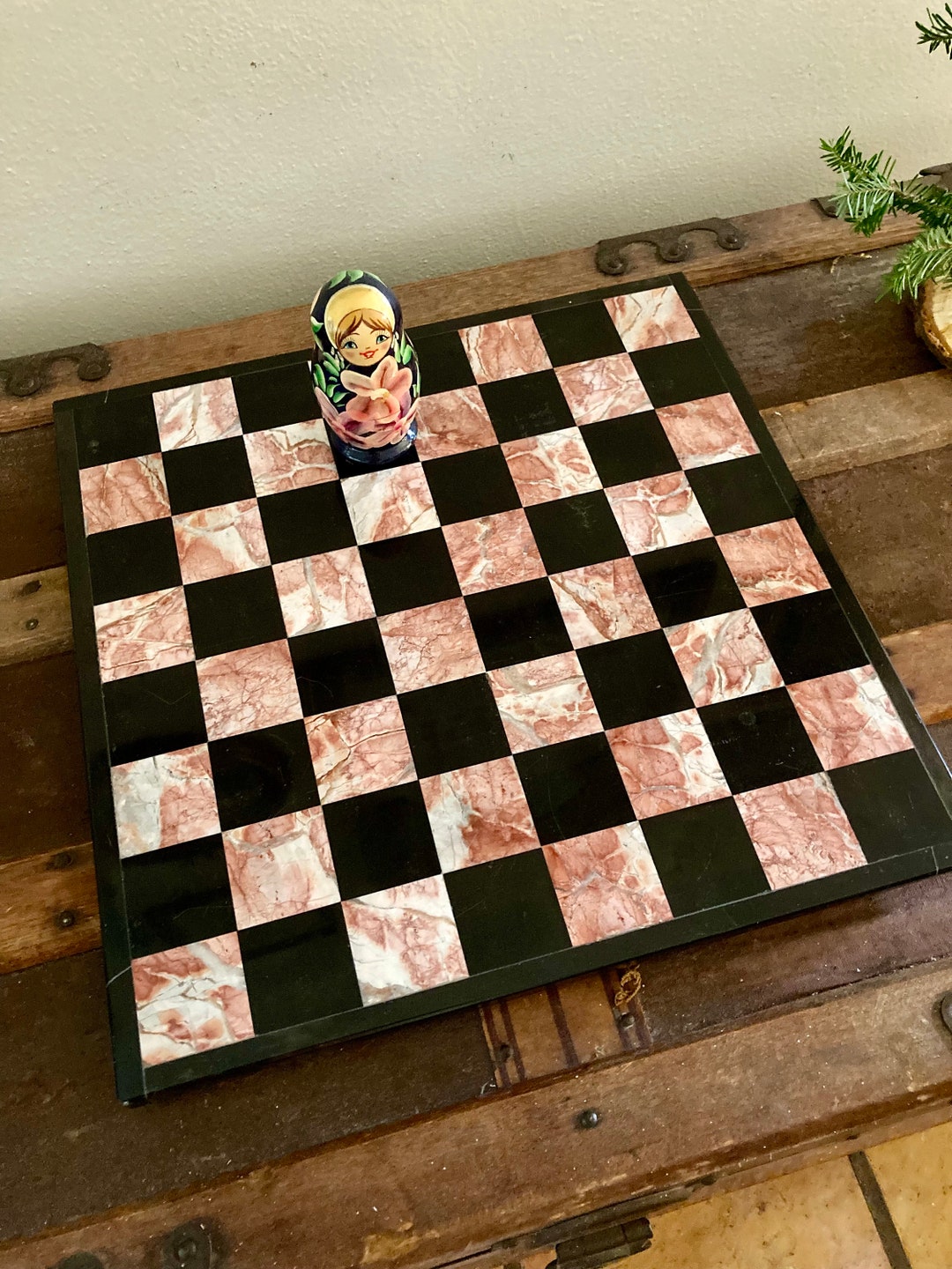 Vintage Marble Checker/chess Board, 14 Inch Marble Chess Board, 14 Inch ...