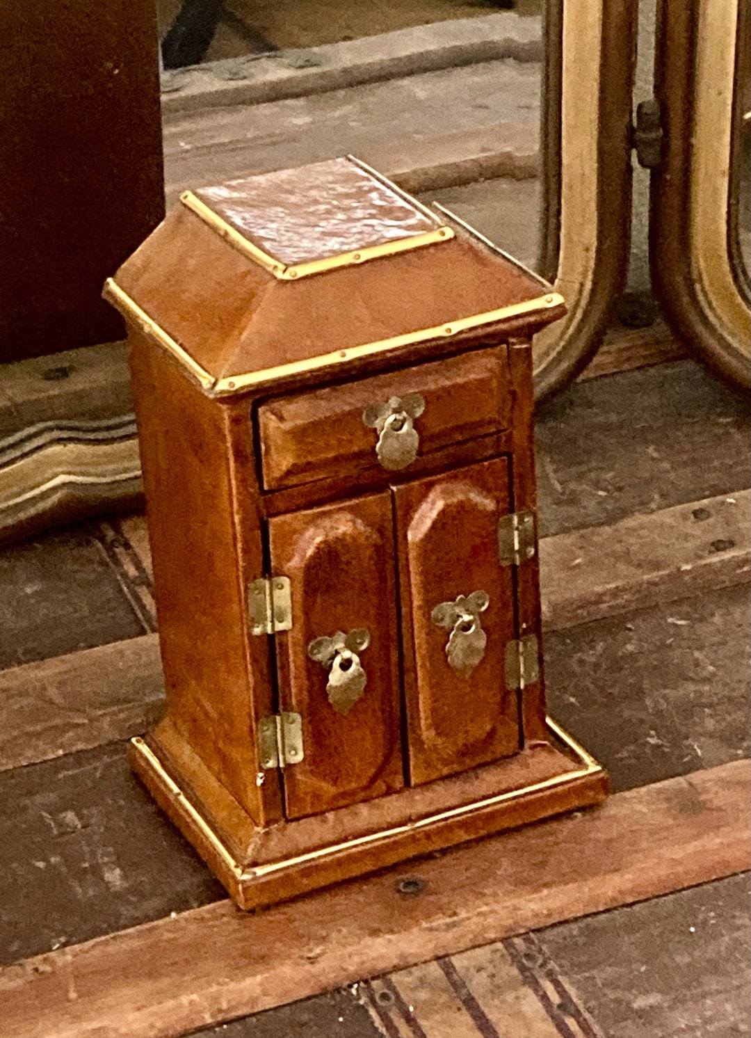 Vintage Jewelry Box, 4 Drawer Jewelry/valet Box, Leather Wrapped ...